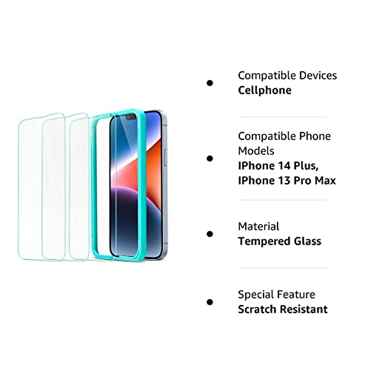 ESR Tempered-Glass Screen Protector Compatible with iPhone 14 Plus and iPhone 13 Pro Max, with Easy Installation Frame, Military-Grade Protection, Ultra Tough, Scratch Resistant, 3 Pack