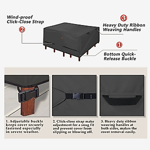 Porch Shield Patio Table Cover - Waterproof Outdoor Dining Table and Chairs Furniture Set Cover Square - 84 x 84 inch, Black