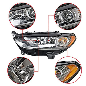 LABLT Headlight Assemblies Replacement for 2013 2014 2015 2016 Fusion 4Door Sedan Halogen Models Projector Chrome Headlight Pair Set Left+Right