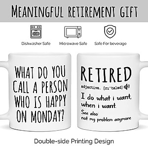 Retirement Coffee Mug For Men Women, Happy Retirement Mug 11 Oz With Keychain - Retired Coffee Cup, Retirement Gifts For Coworkers Friends Boss Family, Birthday Christmas Gift For Retired Man Woman