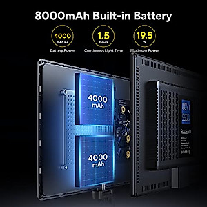 RALENO LED Video Soft Light Panel | Studio Photography, Live Streaming, Video Conferencing | Camera Light Built-in Dual Rechargeable Battery, Adjustable Brightness and Color Temperature, Ultra-Thin