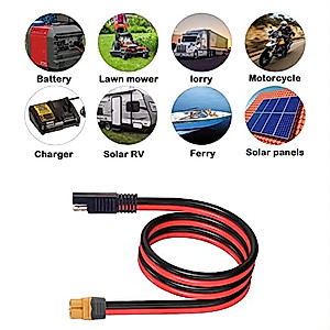 OUQYLG XT60 to SAE Adapter Extension Cable SAE to XT60 Connector Cord for Solar Generator Portable Power Station Solar Panel with SAE Polarity Reverse Adapter - 12AWG 3.3Ft/1M