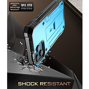 Poetic Revolution Series for iPhone 12 Pro Max 6.7 inch Case, Full-Body Rugged Dual-Layer Shockproof Protective Cover with Kickstand and Built-in-Screen Protector, Black