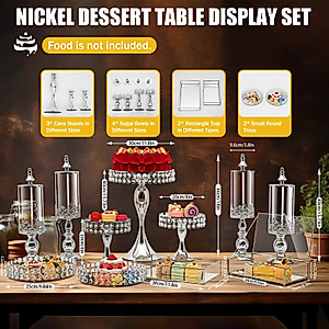 11pcs Silver Cake Stands Set, Wedding Cake Stand Set, Crystal Cake Stand Set, for Weddings, Birthday Parties, Baby Showers, Anniversaries