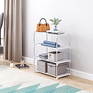 SHELAKET Stackable Small Shoe Rack，Upgrade 4-Tier Kids Shoe Shelf Storage Organizer for Entryway, Hallway and Closet (White)