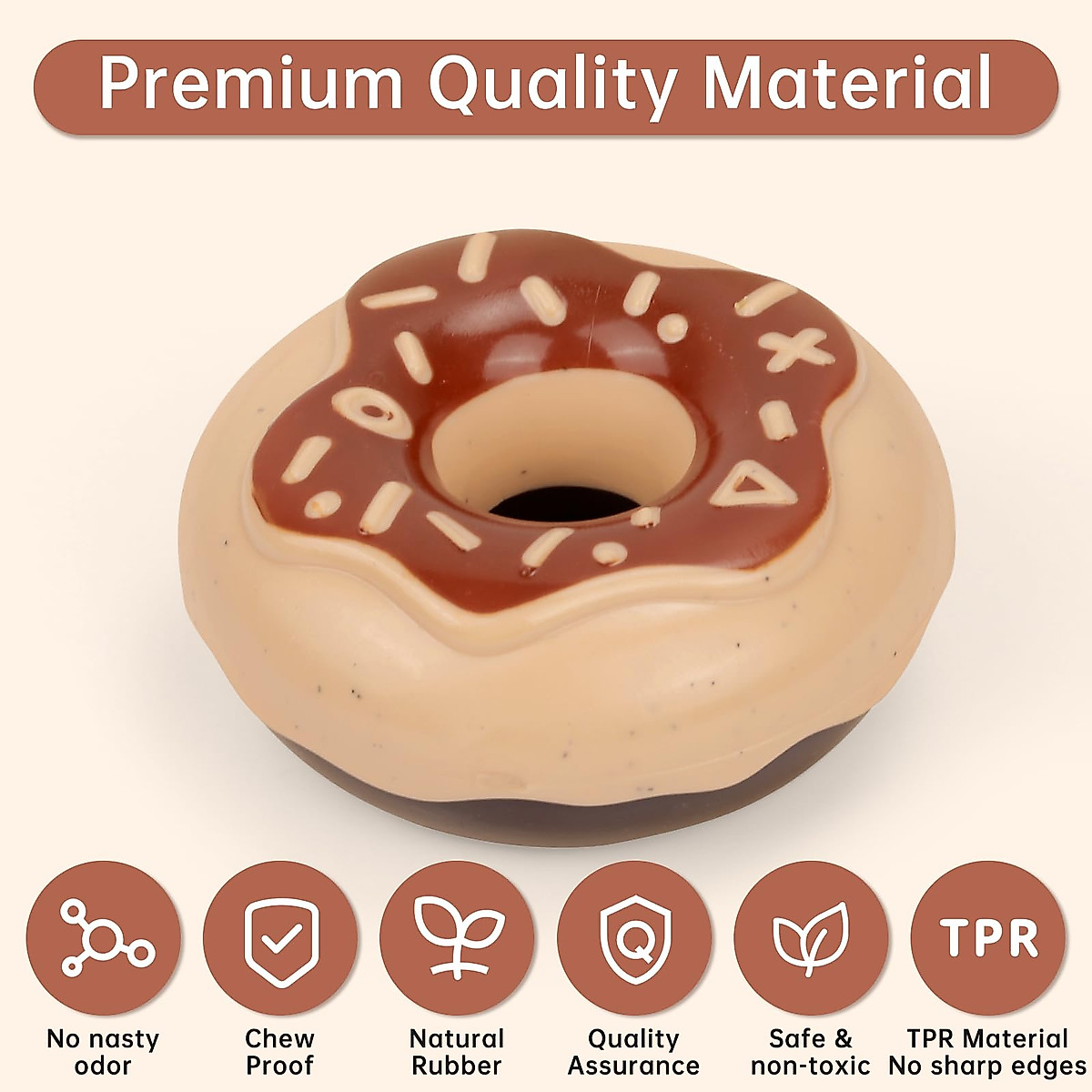 HOWWFALY Donut Dog Toy, TPR Durable Chewy and Fun Soundmaking Dog Toy,Dog Chew Toys for Aggressive Chewers Teeth Grinding Dog Birthday Gifts Interactive Toys for Small/Medium/Large Dog Breeds(Black)