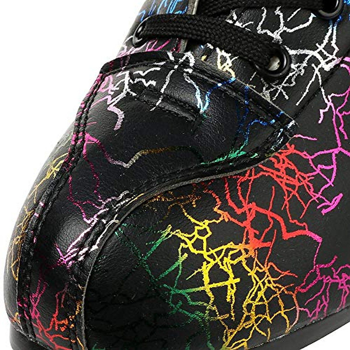 Milkyway Unisex Roller Skates Double Row Four Wheels High-top Roller Skates Lightning Pattern for Beginners Womens Mens Boys and Girls (Lightning Black Black Wheel,40=US Women 8=Men=6.5)