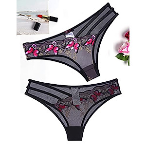 Avidlove Women's Panties Low Waist Mesh Bikini Underwear Cut-out Panties Sexy Naughty