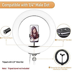 Phone Holder for Ring Light and Tripod Stand with 1/4 and Hot Shoe Adapter, Flexible Phone Tripod Mount Adapter (Black)