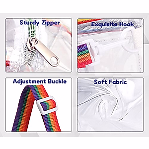 MOFASVIGI Clear Mini Backpack, Stadium Approved Clear Backpack, Rainbow Waterproof Clear Bag with 2pcs Detachable Shoulder Straps for Work, Security Check, Sport Event, Concert, School, Beach