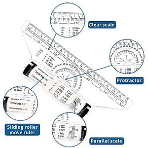 2 Pcs Plastic Measuring Rolling Ruler, 6 Inch Drawing Roller Ruler Parallel Glider Rolling Ruler Drawing Design Ruler for Measuring, Drafting