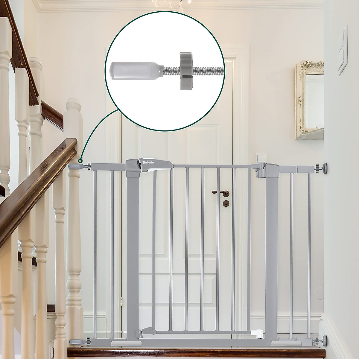 Babelio Baby Gate Stairs Banister Adapter-Y Threaded Spindle Rods for Pressure Mounted for Child & Pet Safety Gates with Extra Long Wall Mounting Screws Rod & Bolts (10MM)