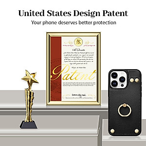 LAMEEKU for iPhone 12 Pro Max Wallet Case, Case with Card Holder Leather Cover 360°Rotation Ring Kickstand Protective Bumper Designed for Women Men for iPhone 12 Pro Max 6.7'' Black