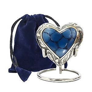 THE ASCENT MEMORIAL Small Love Heart Urn for Human Ashes | Mini Keepsake Funeral Ash Container for Human Remains with Display Stand, Velvet Carry Bag, Paper Funnel and Beautiful Gift Box