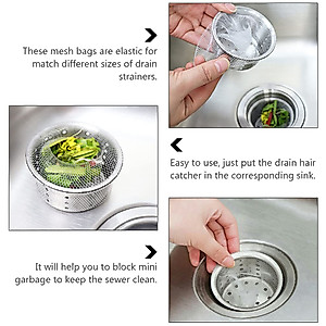 Cabilock Fine Mesh Strainer Bags 200pcs Sink Filter Bag Elastic White The Bath Kitchen Mesh Bag