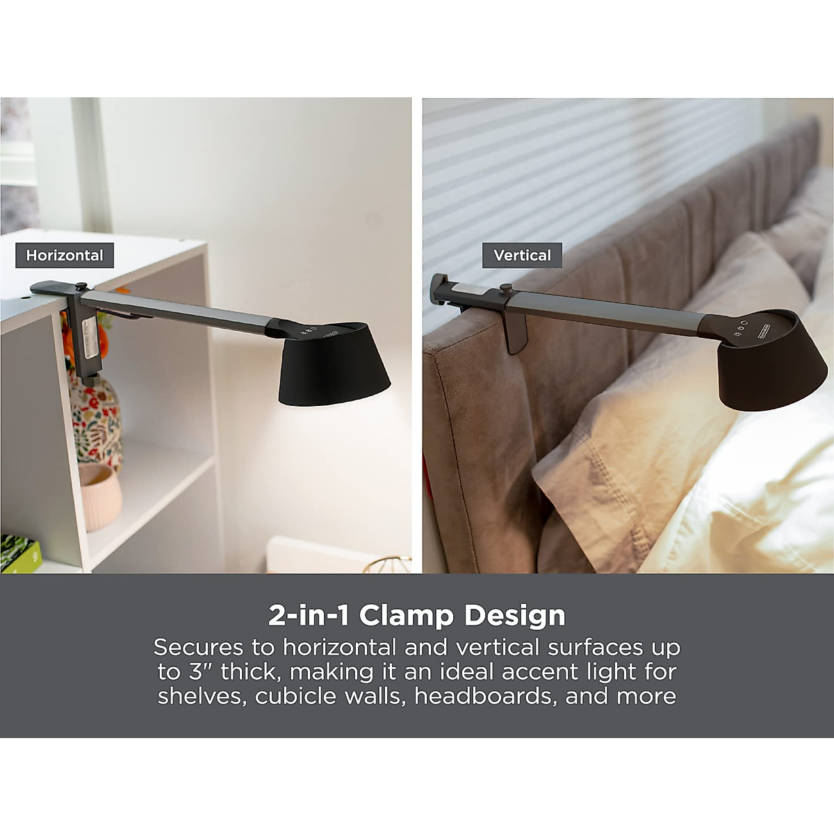 BLACK+DECKER Verve Designer LED Clamp Light, Fits Shelves, Cubicles & Headboards, True White LED + 16M RGB Colors