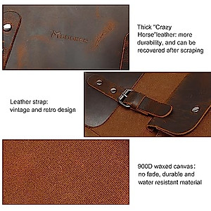 Modoker Waxed Canvas Backpack, Leather Rucksack Knapsack for Men Woman Satchel Backpack, Vintage Travel Laptop Backpack 15.6 Inch Retro Flap Backpacks Canvas Carry On Casual Bookbag Daypack Brown