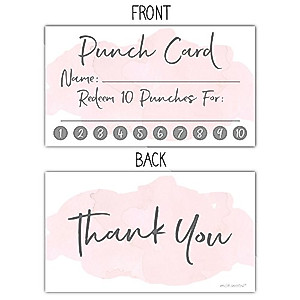 50 Pink Watercolor Reward Punch Cards | Customer Loyalty Cards | Incentive Cards