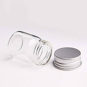 12 Pcs Empty Clear Glass Bottles with Screw Aluminum Cap Mini Container Jars for Essential Oil Powders Cream Ointments Grease Cosmetic Makeup Sample(15ml)