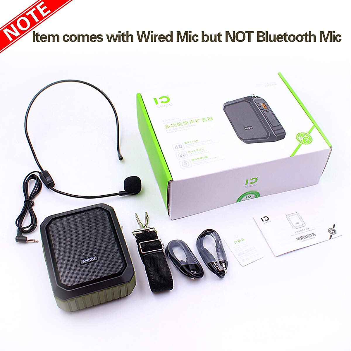 Voice Amplifier for Teachers, Portable Speaker with Wired Microphone, Personal PA System and Megaphone, 18W, 4400mAh, Feature Bluetooth, Record, Waterproof, for Teaching, Speech Tour Guide M800