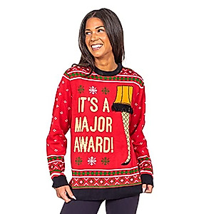 Costume Agent Adult Unisex Cotton It's A Major Award Leg Lamp Movie Ugly Christmas Sweater (S-4XL) Multicolored