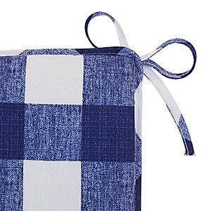 Klear Vu Porch Rocking Chair Cushions Set, Suitable for Living Room Rockers, Stylish Seat and Back Pads Includes Fabric Ties, 20" X 17" X 2, Jurby Blue