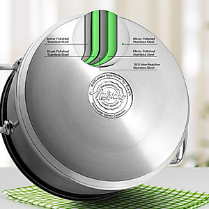 NutriChef 15-Quart Large Stainless Steel Stock Pot with Tempered Glass Lid - Induction Compatible Stockpot, Ideal for Stews & Soups, Dishwasher Safe