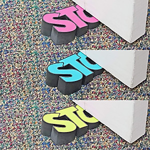 "STOP" Door Stoppers / Door Wedges, Pack of 3