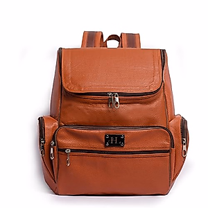 Hammi Leather Backpack - Genuine Milt Leather Backpack for Women & Men - Leather Backpack for School - Travel Bag - Laptop Bag (Tan)