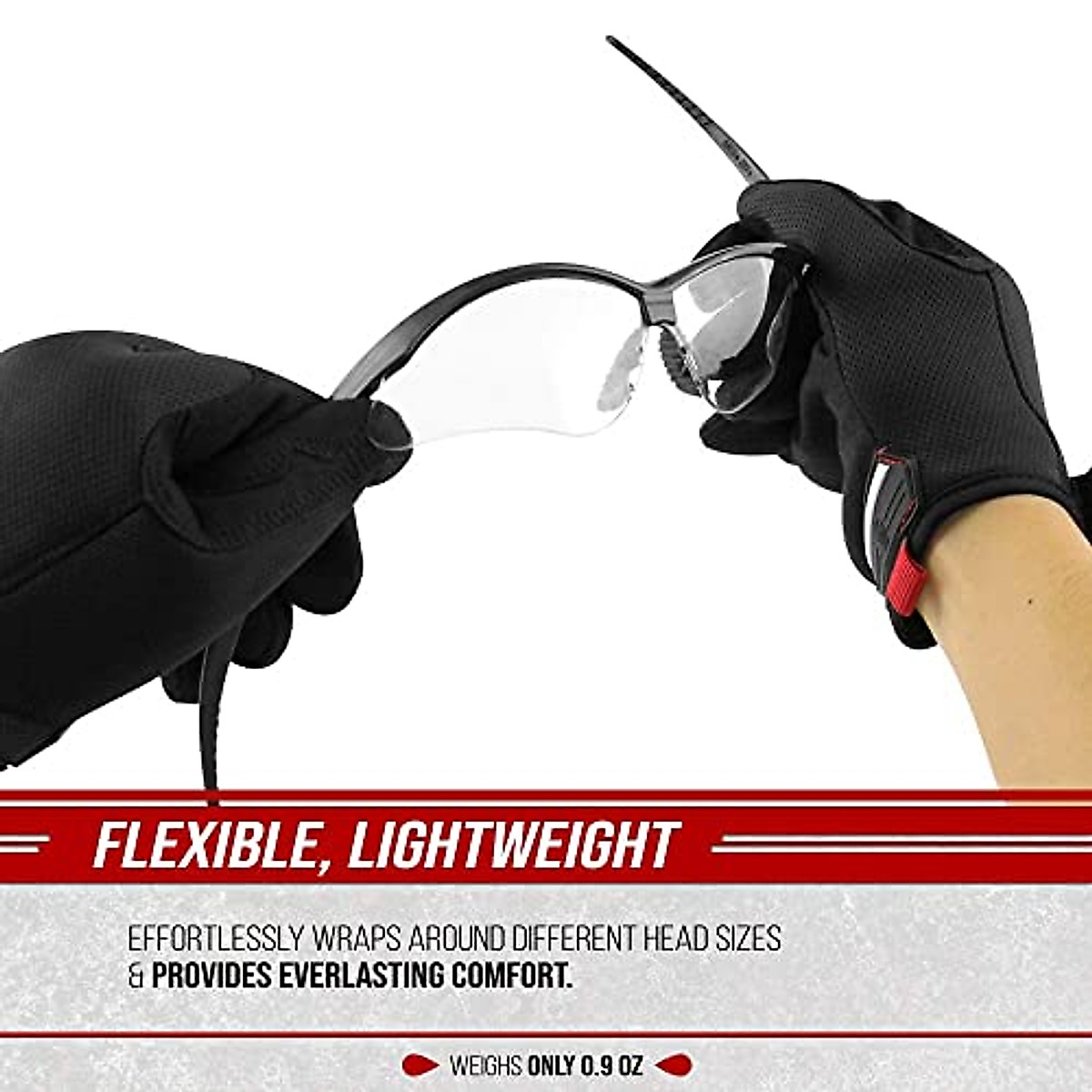 Optic Max Safety Glasses Scratch Resistant Lens Flexible Frame, 12 Pairs