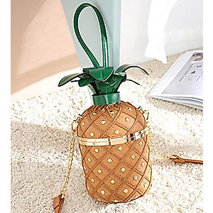 Pineapple Shape Pu Leather With Chain Women'S Clutch Party Bag Purse
