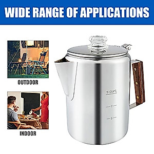 APOXCON Coffee Percolator, Camping Coffee Pot 9 Cups Stainless Steel Coffee Maker with Clear Top Glass Knob, Percolator Coffee Pot for Campfire or Stovetop Coffee Making Outdoor Traveling Fast Brew