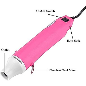 Wellshine Bubble Buster Tool for Making Epoxy Glitter Tumblers, Mini Portable Heat Gun for DIY Acrylic Resin Cups Tumblers Embossing Shrink Wrapping Paint Drying Crafts Electronics DIY (Pink)