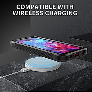 B LABS Compatible with Samsung Galaxy A02s Phone Case - Ultimate Drop Protection with Built-in Screen Protector and Kickstand (Black)