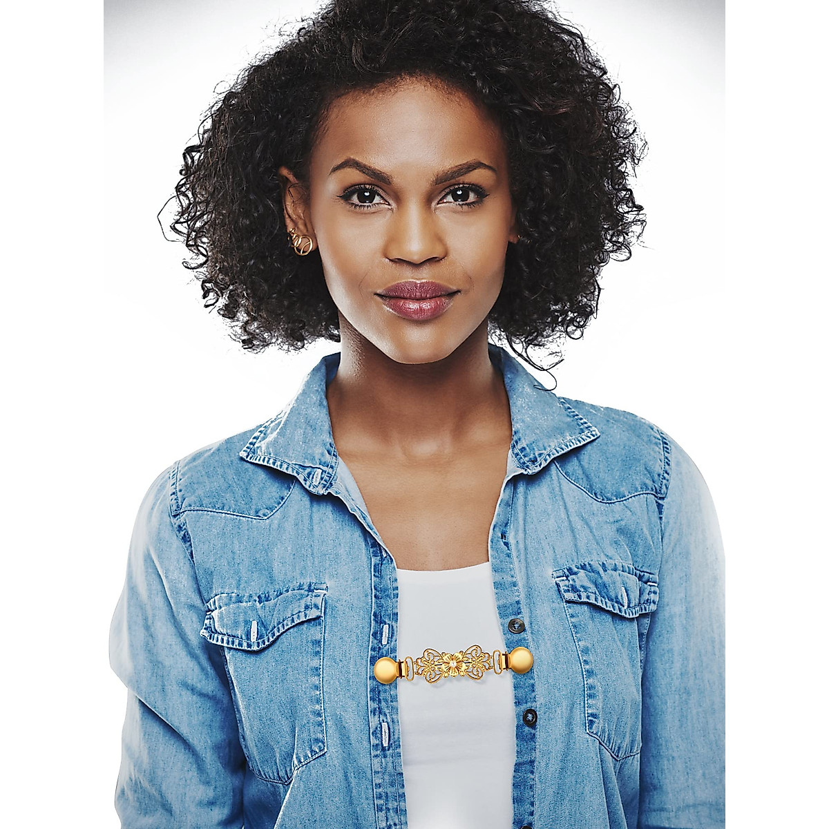 Jetec 3 Pcs Vintage Dress Cinch Clips Shirt Clips Sweater Cardigan Shawl Clips for Women Brooch Clips, 3 Style(Simple Style)