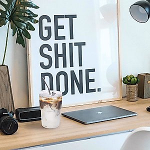 RÉΑLWÁY 16 OZ Iced Coffee Cups with Lids and Straws Set of 4, Unbreakable Plastic Drinking Glasses Reusable Iced Coffee Glass to Go Cup for Iced Tea,Juice, Water,BPA Free, Dishwasher Safe