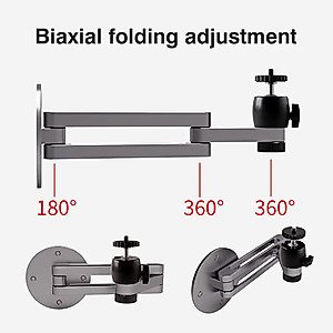 Liboer Foldable Projector Wall Mount Universal Adjustable Ceiling Wall Projector Mount Aluminum Alloy Projectors Stand,1/4" Screw Size (Wall Mount)…