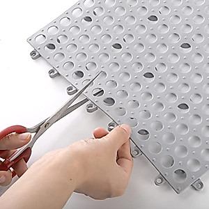 Jucoan 12 Pack Interlocking Non Slip Drainage Floor Tiles, 11.8 X 11.8 Inch Soft PVC Bath Shower Floor Mat with Suctions Cups, Drainage Holes for Bathroom, Kitchen, Pool, Wet Areas