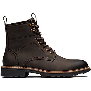 Vostey Boots for Men Casual Waterproof Mens Boots Retro Lace Up Motorcycle boots(BMY8039A brown 10.5)