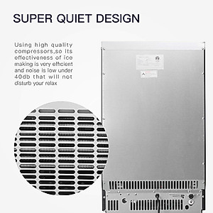 KUPPET Stainless Steel Commercial Ice Maker-Under Counter/Freestanding Automatic Ice Machine for Restaurant Bar Cafe, Products 100lbs Daily-w/Scoop, Ice Basket, Timer & Auto Clean