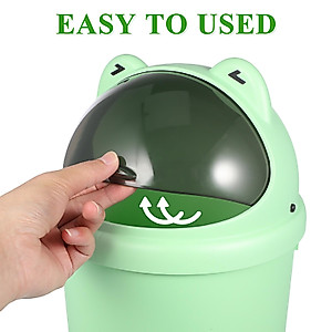 BESTOYARD Mini Frog Trash Can Cartoon Frog Garbage Bin with Lid Plastic Garbage Can for Office Kitchen Bathroom Kitchens Dressing Pail Waste Basket Dorm Toilet Paper Bucket