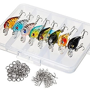 DONQL Crankbaits Fishing Lure Set Minnow Baits Kit Wobbler Topwater Lures with Hooks Hard Popper Lures for Saltwater Freshwater Trout Bass Perch Salmon Fishing (Type 1-4.5 cm / 4g)