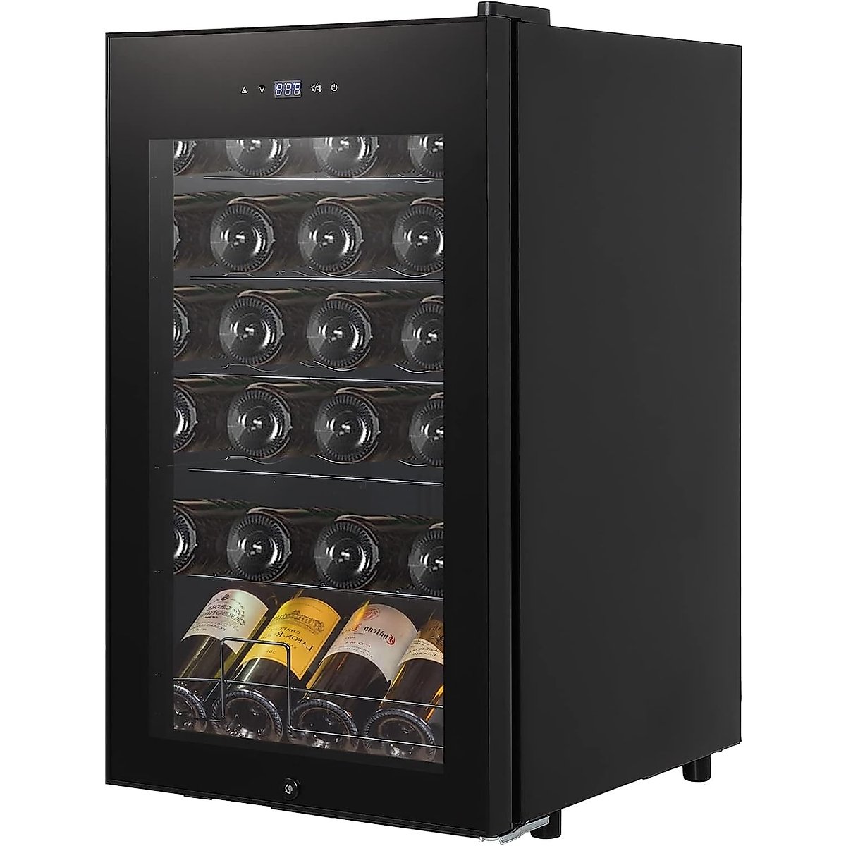 28 Bottle Compressor Wine Cooler Refrigerator w/Lock, Compact Wine Cellar For Red, White, Champagne or Sparkling Wine, Digital Temperature Control,40f-65f Digital Temperature Control,Soft LED Light