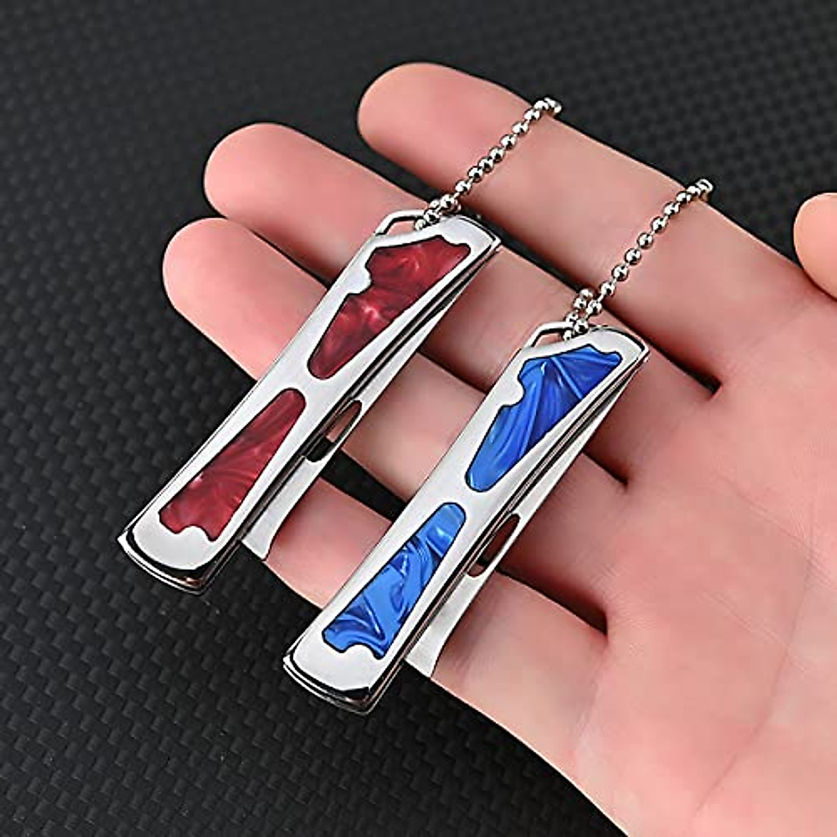 NBGDY Mini Knife Keychain, Small Pocket Folding Knife,EDC Package Opener  Box Cutter Knife. 2PCS(Red and Blue)(KPQ-1029)