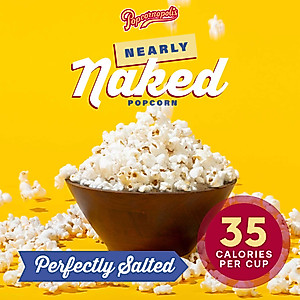 Popcornopolis Nearly Naked Gourmet Popcorn, Popped Popcorn Snack Bags, 4.5 Ounce (Pack of 8)