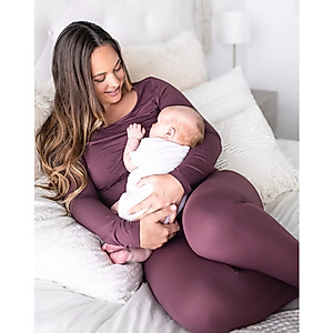 Kindred Bravely Jane Nursing Pajama Set | Nursing Pajamas for Breastfeeding (Burgundy Plum, X-Large)