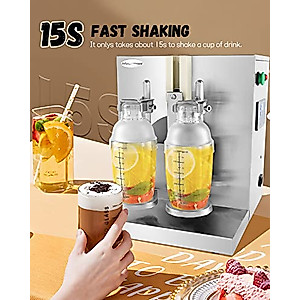 Moonshan Automatic Milk Tea Shaker Machine 360° for Bubble Tea Boba Tea Electric Milk Tea Shaking Machine Juice Coffee Milk Wine Cocktail Double Cup 350ml-750ml with PC Cups
