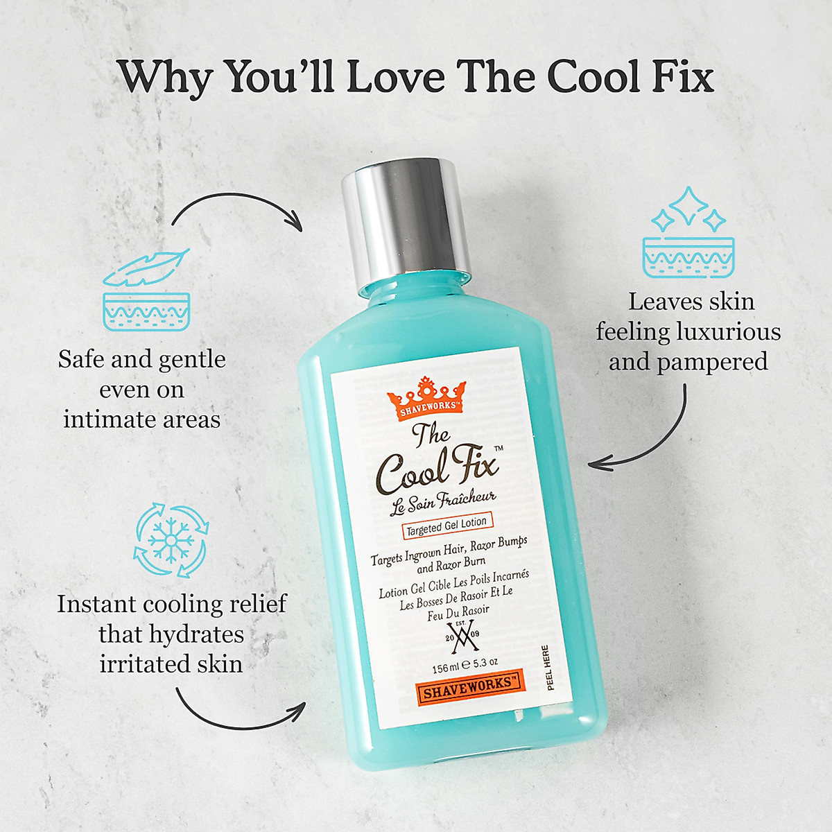 Shaveworks The Cool Fix Aftershave for Women: Pubic Hair Removal, Razor Bumps, Razor Burns, Ingrown Hair Treatment – After Shaving Post Waxing Bikini Area Moisturizing Skin Care Gel 5.3 Fl Oz