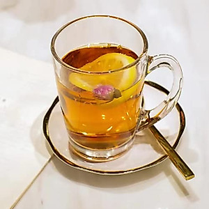 Cadamada Clear Glass Coffee Mugs, 7 OZ Espresso Mugs with Handle, Glass Drinking Beverage Cups for Latte, Cappuccino, Tea, Fruit Juice, Water, Office, Set of 12