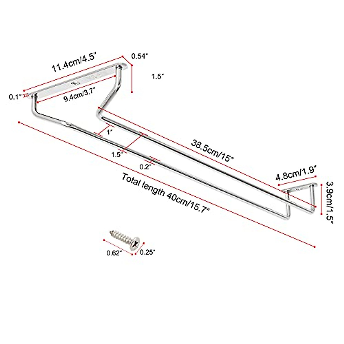 CUKE2BEET 15.7 Inch Stainless Steel Wine Glasses Rack Under Cabinet Stemware Rack, Wine Glass Hanger Rack Wire Wine Glass Holder Storage Hanger for Cabinet Kitchen Bar (4)